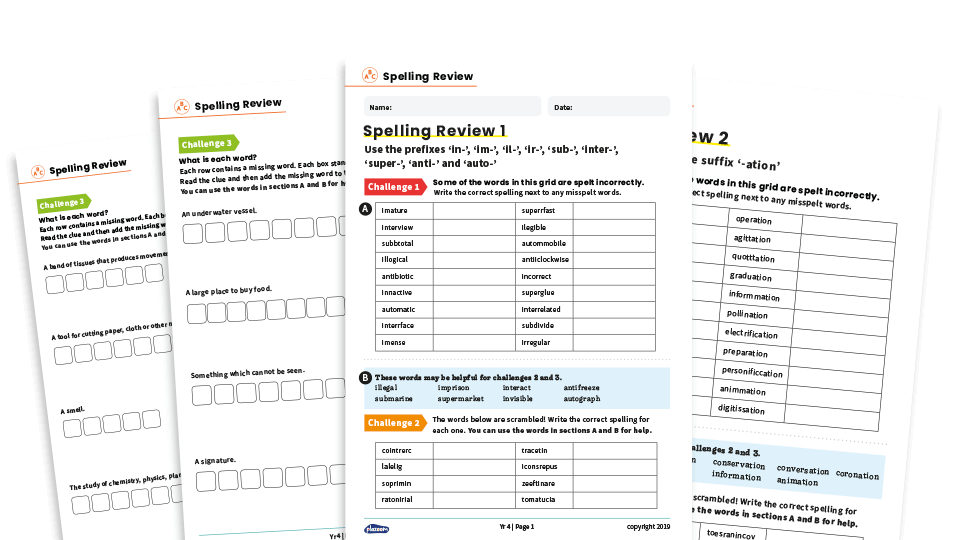 Year 4 Spelling Revision Worksheets KS2 Challenge Sheets Plazoom Year 4 Spelling Revision Worksheets KS2 Challenge Sheets Plazoom