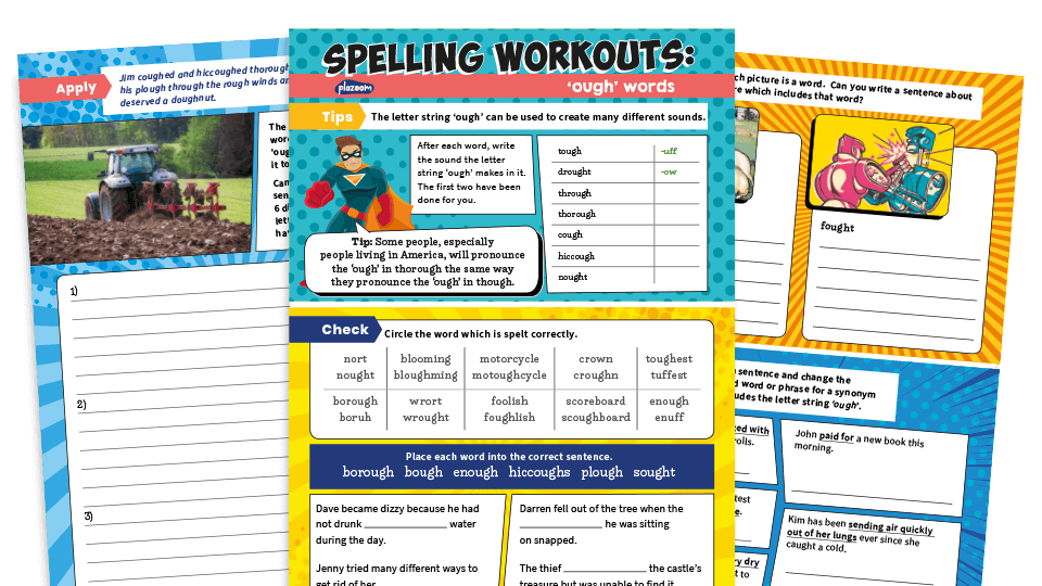 Year 5 and 6 ‘ough’ Words – KS2 Spelling Workouts Worksheets | Plazoom
