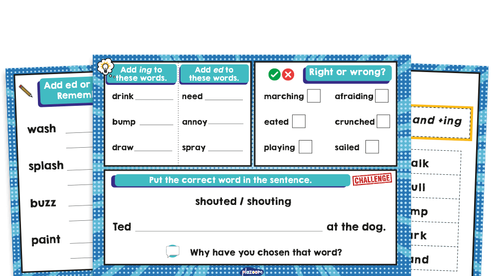  ed And ing Suffix Year 1 Grammar Worksheets Lesson Pack Plazoom