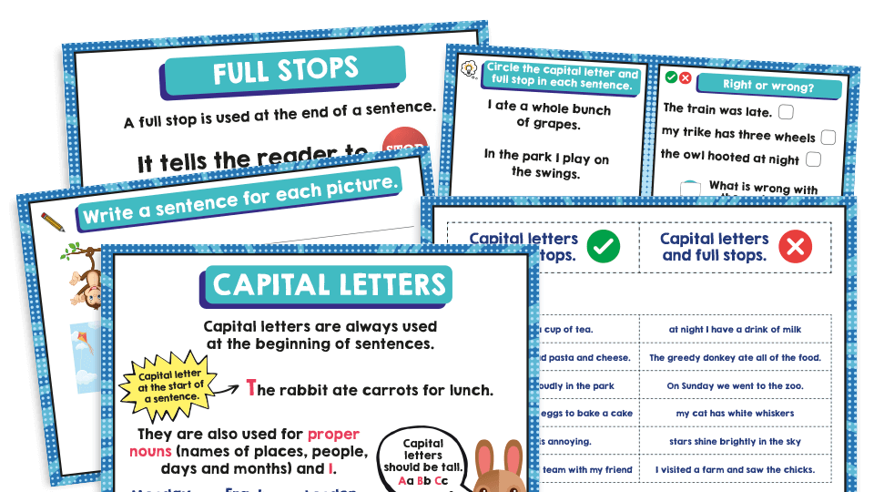 Year 1 Capital Letters And Full Stops KS1 Grammar Activities Pack