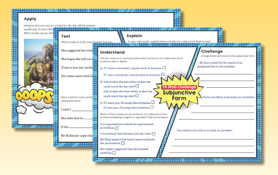The subjunctive form – Year 6 worksheets and resources to make it clear ...