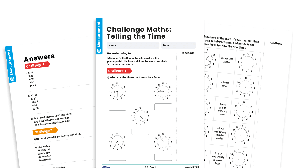 Telling the time: Y2 – Measurement – Maths Challenge | Plazoom