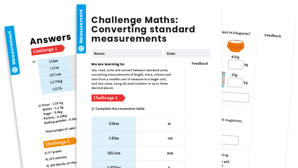 Converting Standard Measurements: Y6 – Measurement – Maths Challenge ...