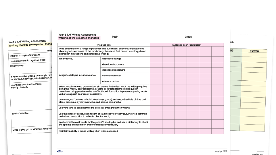 Year 6 Writing Assessment Framework Checklists | Plazoom