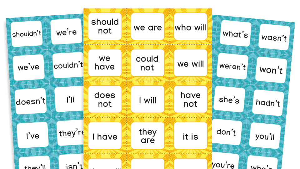 Year 2 Contracted Words Make a Match – KS1 Grammar Games | Plazoom
