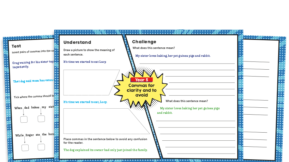 Commas for Clarity Year 5 Grammar Worksheets | Plazoom