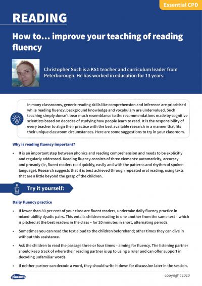 improve your teaching of reading fluency CPD | Plazoom