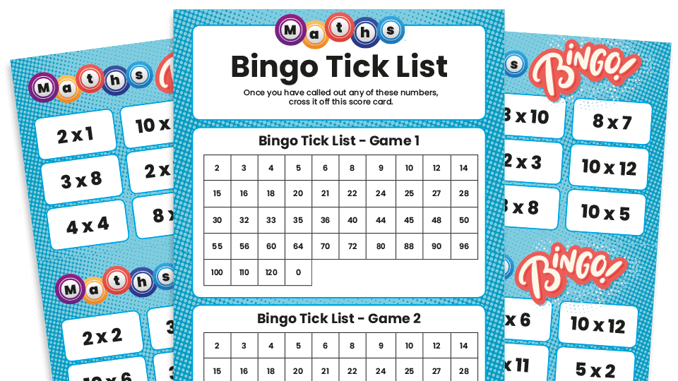 2, 3, 4, 5, 8 and 10 Times Tables: Maths Bingo | Plazoom