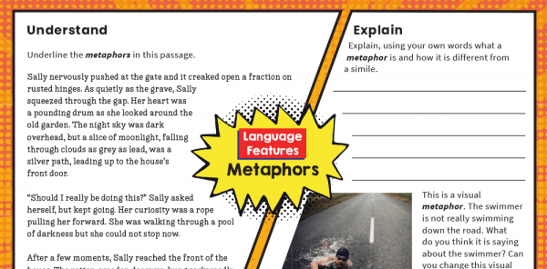 Metaphors – KS2 Writing Features Challenge Mat Worksheets | Plazoom