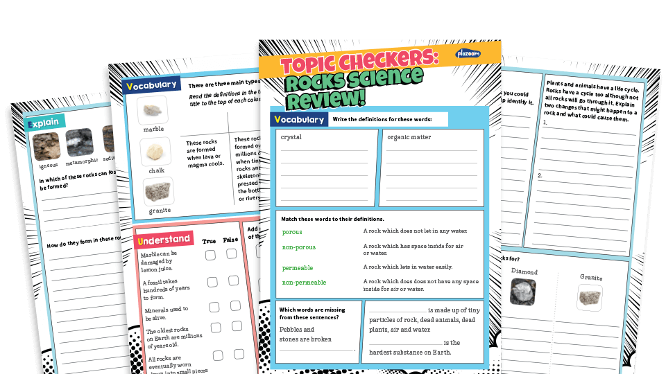 Science Topic Checker: Y3 - Rocks | Plazoom