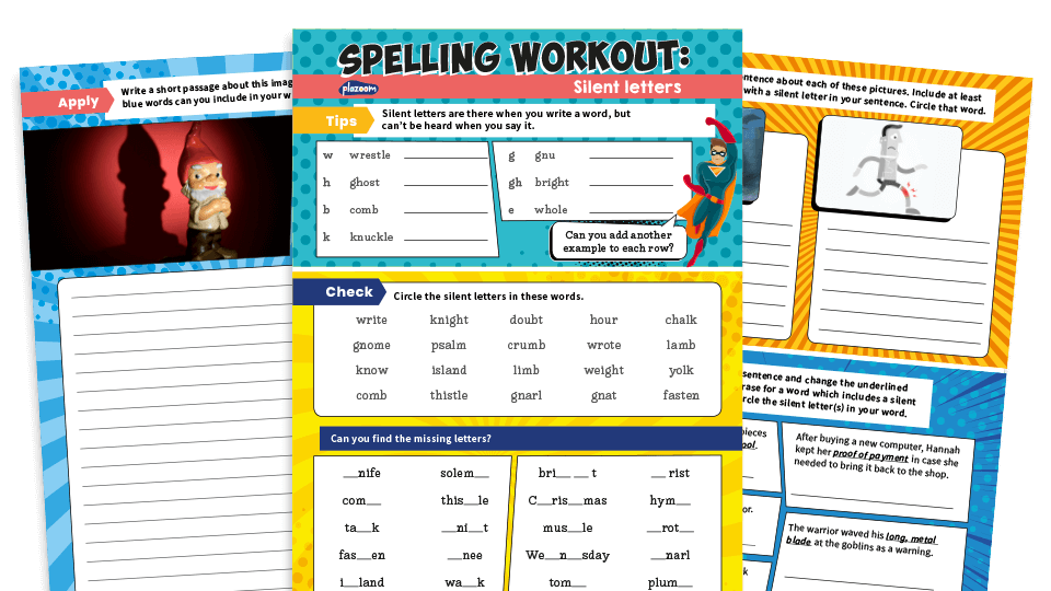 KS2 Spelling Worksheet – Silent Letters | Plazoom