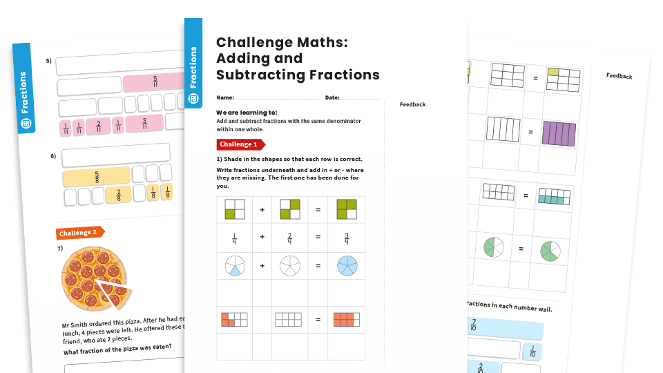 Adding and Subtracting Fractions: Y3 – Fractions – Maths Challenge ...
