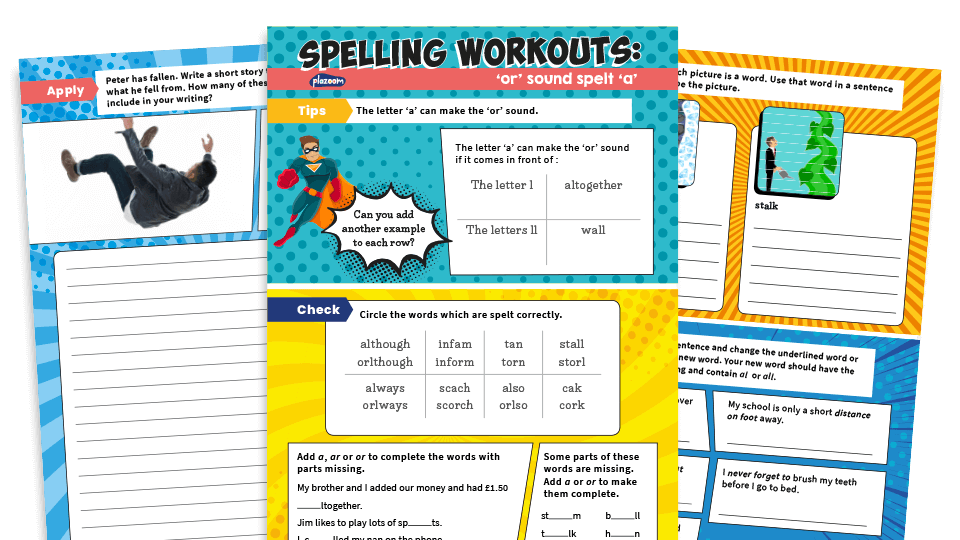 Year 2 ‘or’ Sound Spelt ‘a’ before ‘l’ or ‘ll’ Spelling Worksheets ...