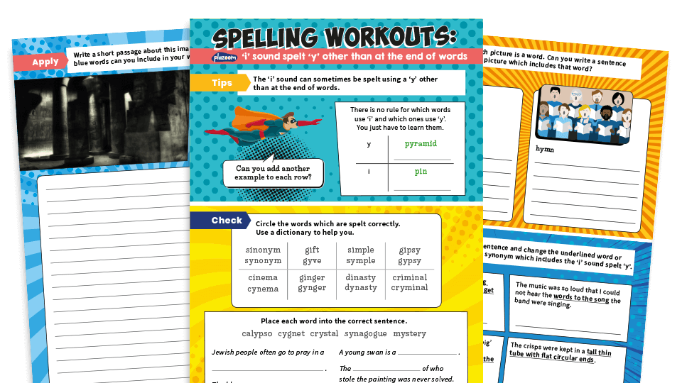 Year 3 and 4 ‘i’ Sound Spelt ‘y’ Worksheets – KS2 Spelling Workouts ...