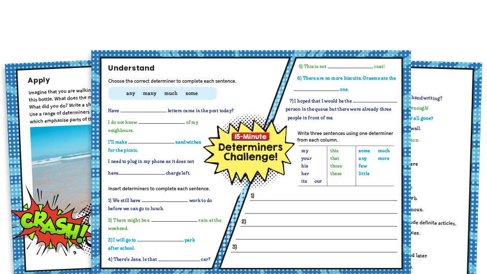 Year 4 Determiners – KS2 SPaG Challenge Mat Worksheets | Plazoom