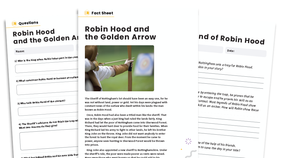 Robin Hood and the Golden Arrow – KS2 Reading Comprehension Worksheets ...