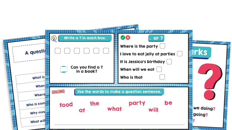 Year 1 Question Marks Grammar Worksheets Lesson Pack | Plazoom