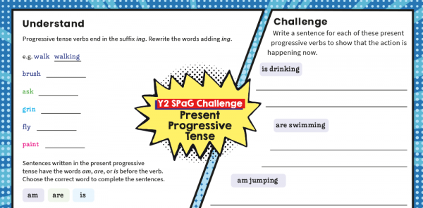 Year 2 Present Progressive Tense SPaG Worksheets | Plazoom