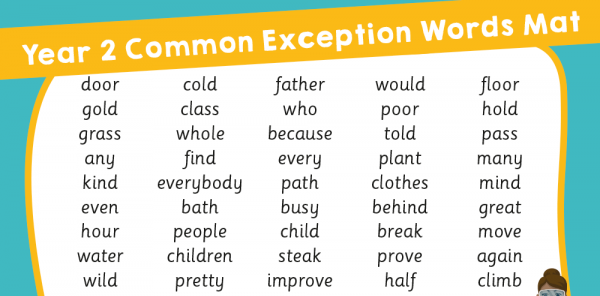 Year 2 Common Exception Words – KS1 Word Mat and Word Cards Pack | Plazoom