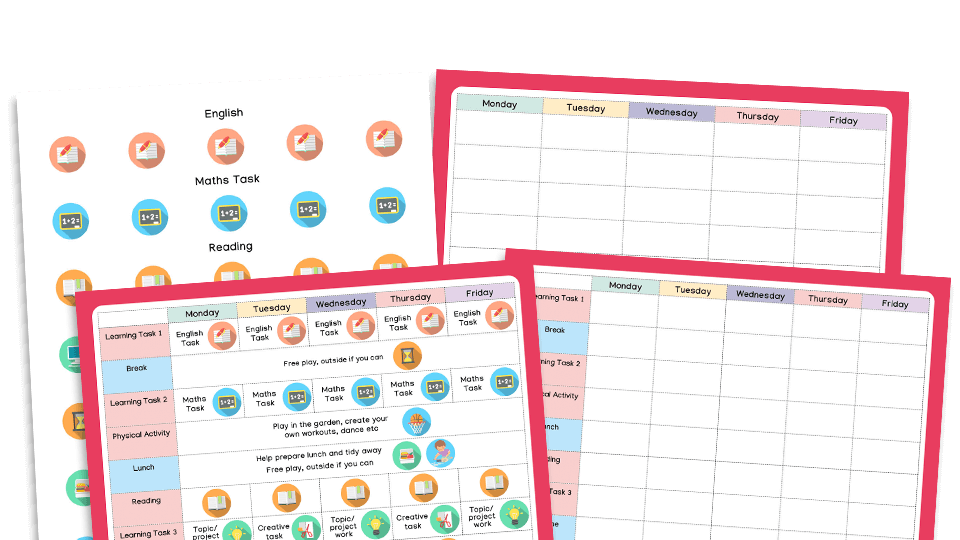 Home Learning Timetables Pack | Plazoom