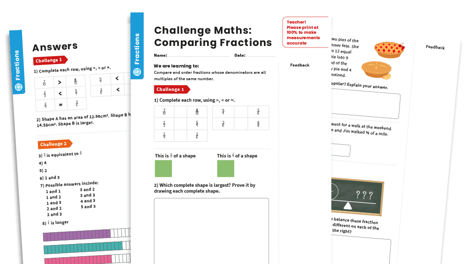 Comparing Fractions: Y5 – Fractions – Maths Challenge | Plazoom