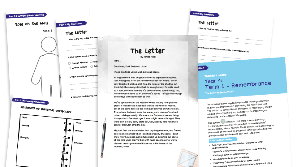 Y4 Reading Comprehension (autumn): The Letter | Plazoom