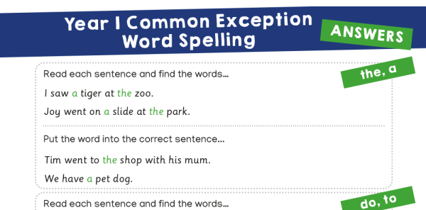 Year 1 Common Exception Words (CEW) Worksheets - Practice Pack 1 | Plazoom