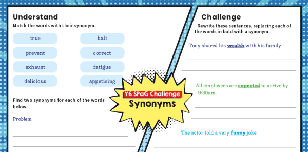 Year 6 Synonyms Features of Writing Worksheets | Plazoom