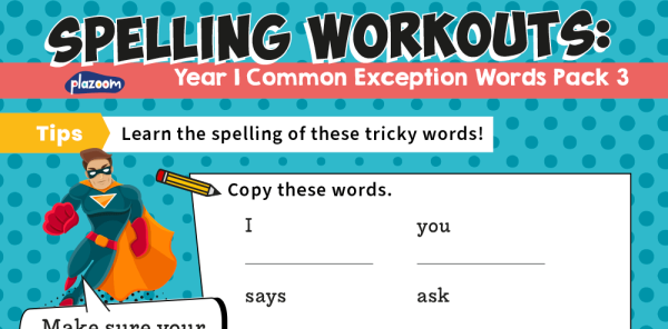 Year 1 Common Exception Words Spelling Worksheets Pack 3 | Plazoom