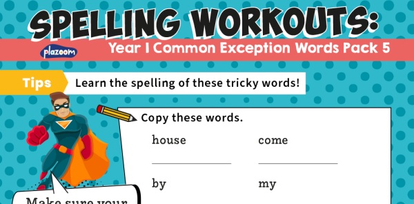 Year 1 Common Exception Words Spelling Worksheets Pack 5 | Plazoom