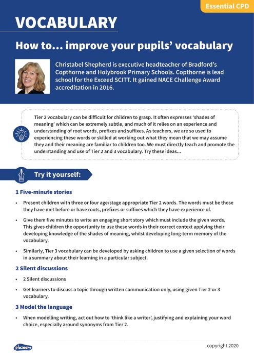 improve your pupils’ vocabulary CPD | Plazoom