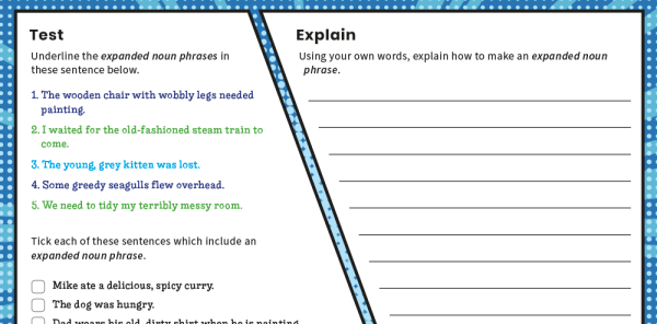 Expanded Noun Phrases Year 2 – SPaG Worksheets | Plazoom