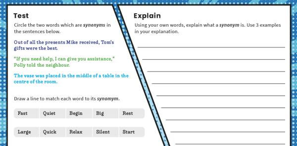Year 4 Synonyms SPaG Worksheets | Plazoom