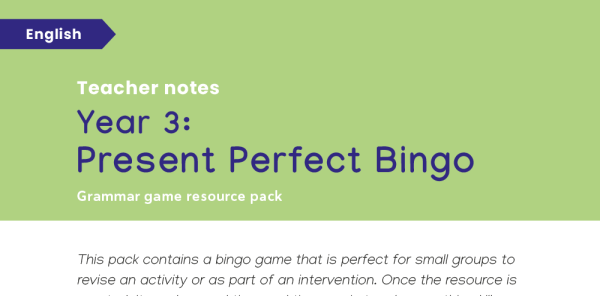 Present perfect tense KS2 – Year 3 bingo grammar game | Plazoom