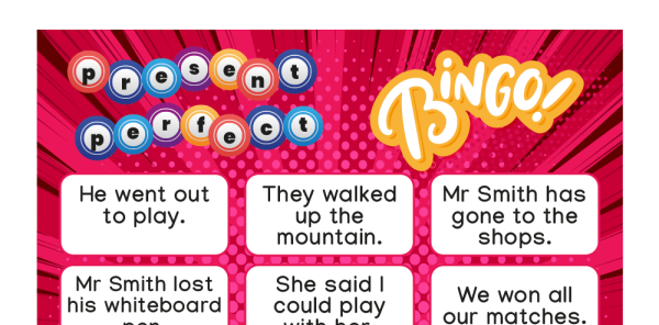 Present perfect tense KS2 – Year 3 bingo grammar game | Plazoom