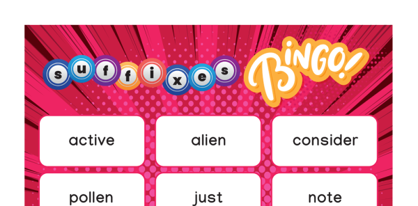 Year 5 Suffixes Bingo – KS2 Grammar Games | Plazoom