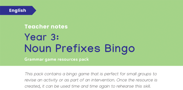 Year 3 Noun Prefixes Bingo: Grammar games | Plazoom