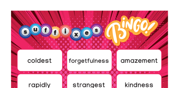 Year 2 Suffixes Bingo – KS1 Grammar Games | Plazoom
