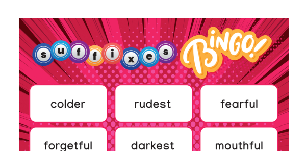 Year 2 Suffixes Bingo – KS1 Grammar Games | Plazoom