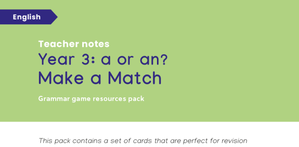 Year 3 ‘A’ or ‘An’ Make a Match – KS2 Grammar Game | Plazoom
