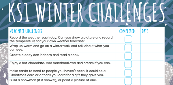 KS1: 20 Winter Home Learning Challenges | Plazoom