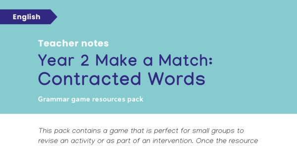Year 2 Contracted Words Make a Match – KS1 Grammar Games | Plazoom