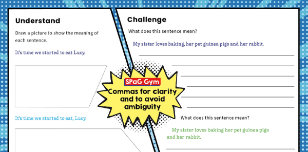 Year 5 Commas to Avoid Ambiguity – KS2 Grammar Worksheets | Plazoom