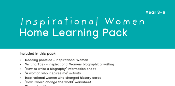 Year 3-6 Inspirational Women Home Learning Pack | Plazoom