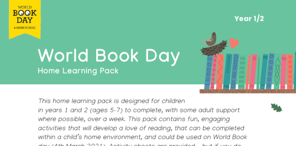 Year 1 and 2 World Book Day Home Learning Pack | Plazoom