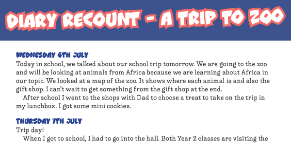 Recounts: Diary Entry (A Special Day) - KS1 Text Types, Writing ...