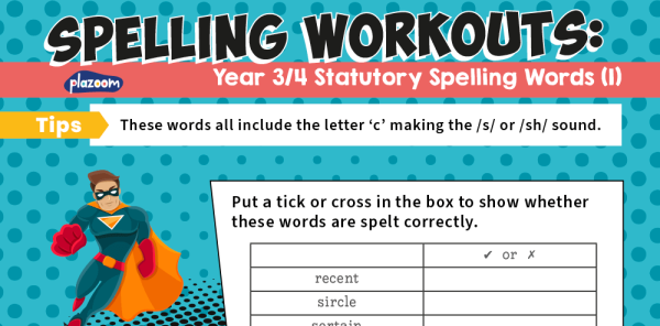 Years 3 and 4 Statutory Spelling Words (1): KS2 Spelling Worksheets ...