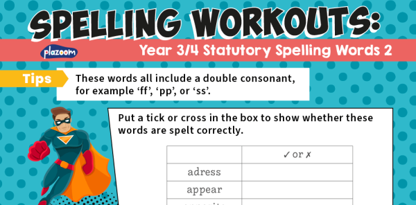 Years 3 and 4 Statutory Spelling Words (2): KS2 Spelling Worksheets ...