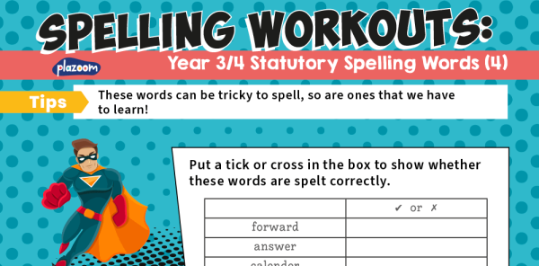 Years 3 and 4 Statutory Spelling Words (4): KS2 Spelling Worksheets ...