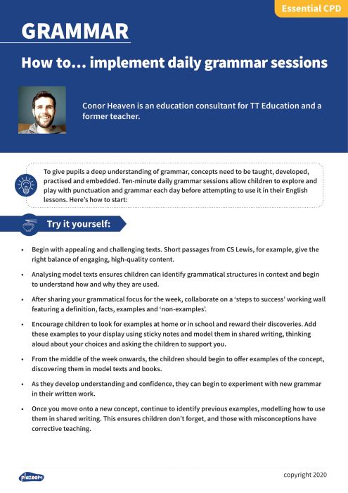 implement daily grammar sessions CPD | Plazoom